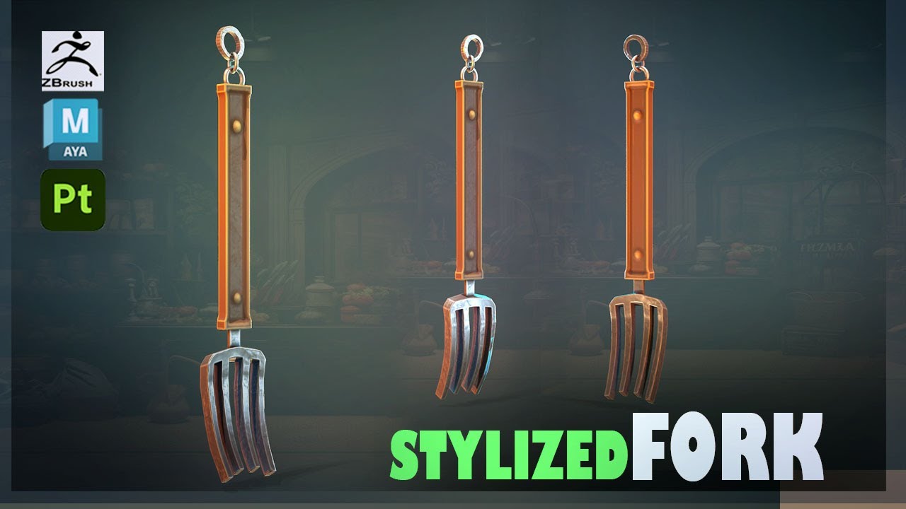 Stylized Fork 3D model with Maya 2025, Zbrush, and Substance Painter ...