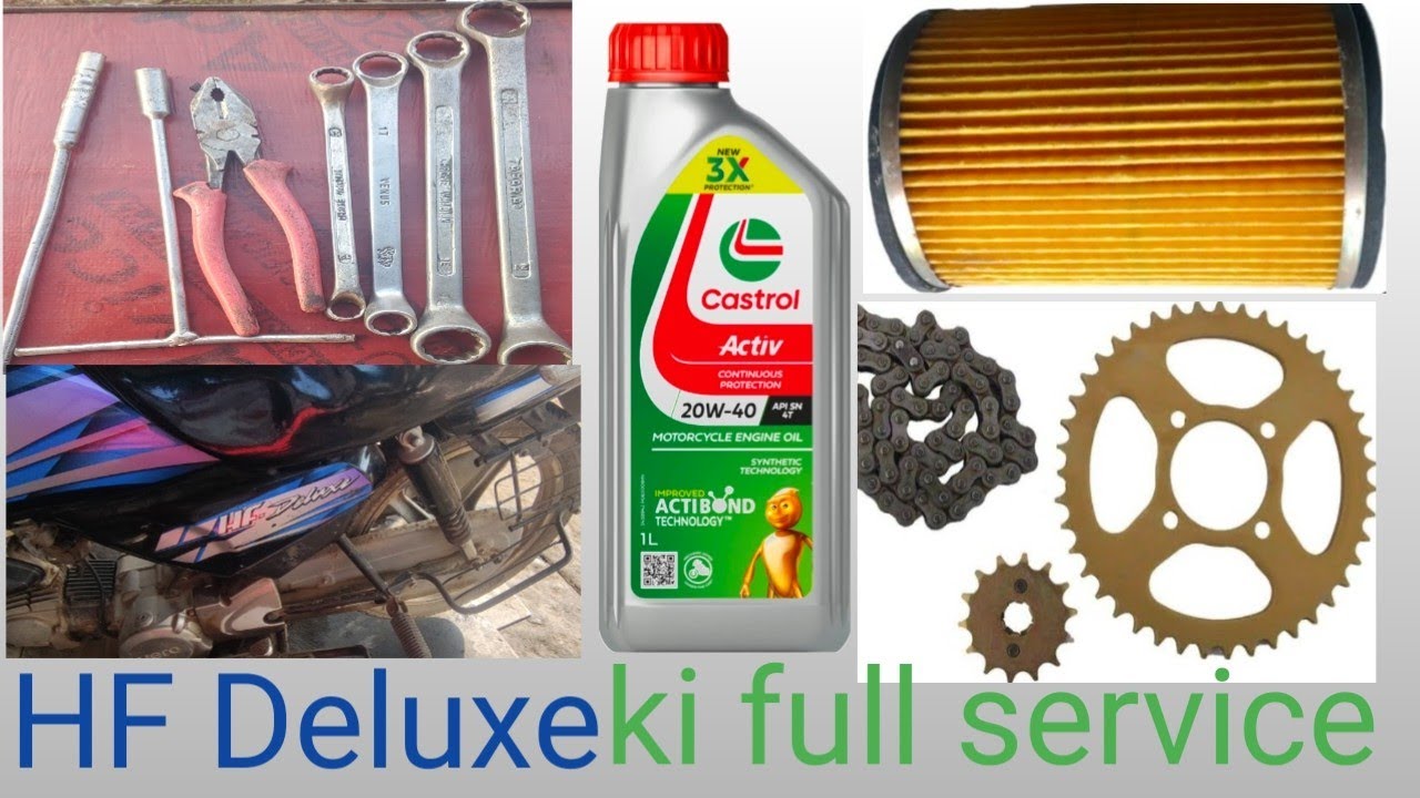 Hero HF deluxe ki full service Ghar per kaise karen - YouTube