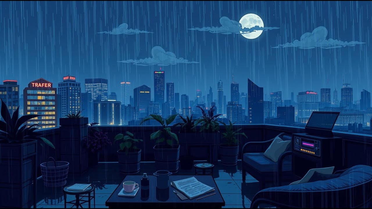 Midnight Rooftop 🌃☕ | Lo-Fi Beats to Relax & Reflect - YouTube
