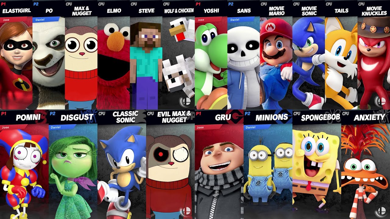 Mario vs Sonic vs Tails vs Knuckles vs Yoshi vs Sans | Max vs Steve in ...