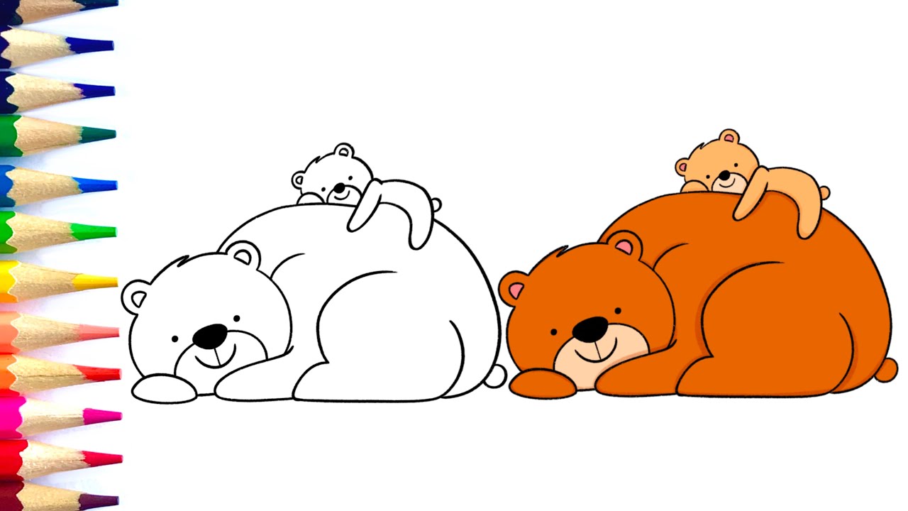 How To Draw Mom and baby Bear | Easy tutorial | Step by step drawing ...