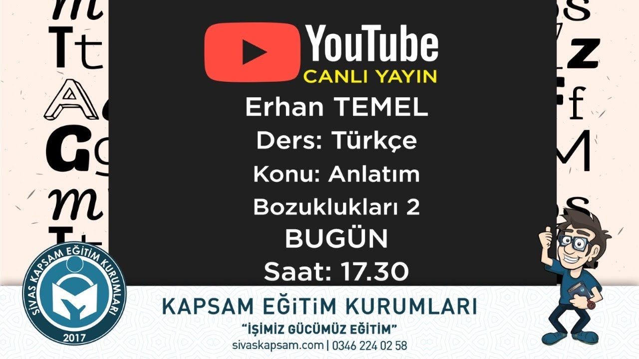 ERHAN TEMEL / TÜRKÇE - ANLATIM BOZUKLUKLARI 2 - YouTube