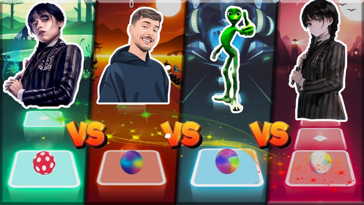 🔴 Wednesday ️ MrBeast ️ Alien Dance ️ Wednesday Animation 🔴 Tiles Hop ...