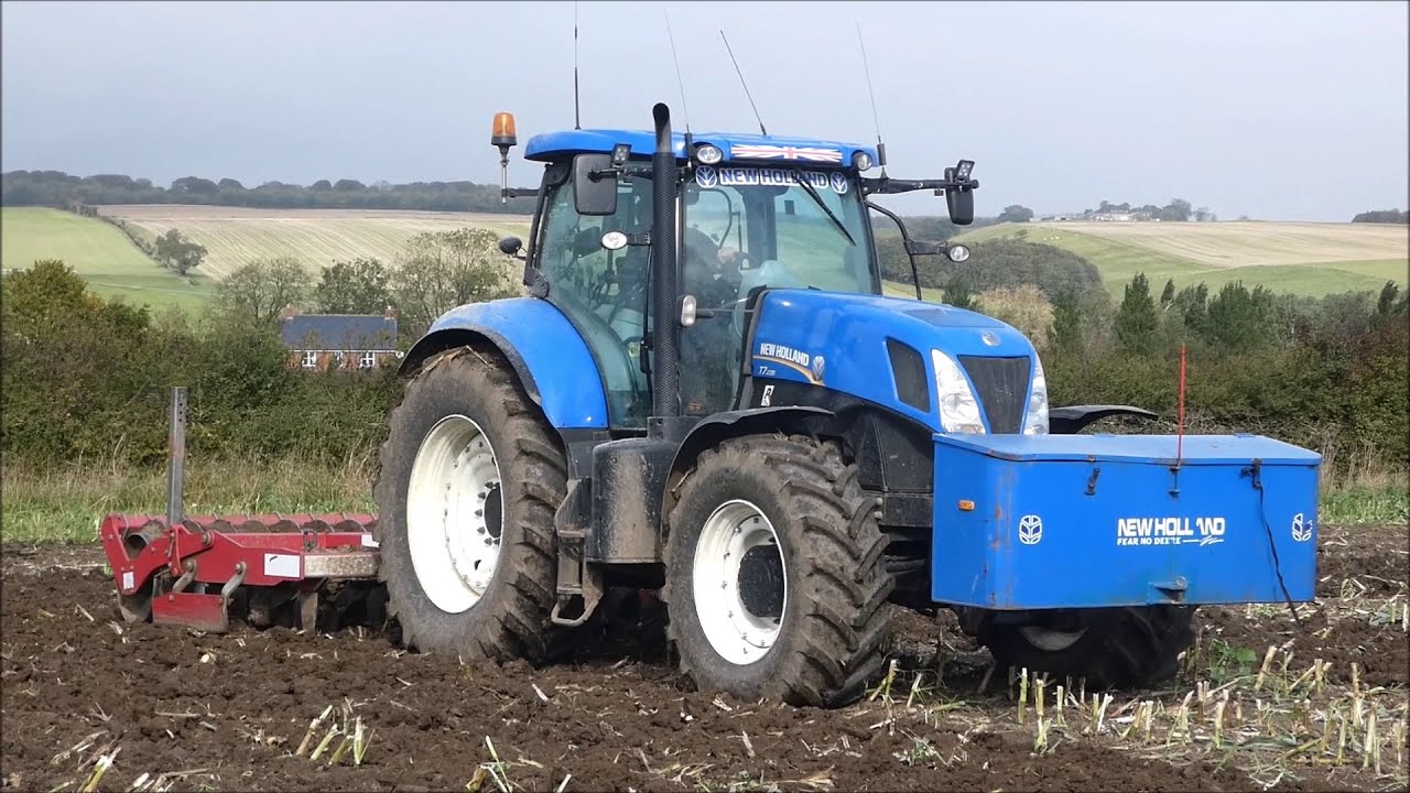 New Holland T7.235 With Tractor Cultivator Busy Working - YouTube