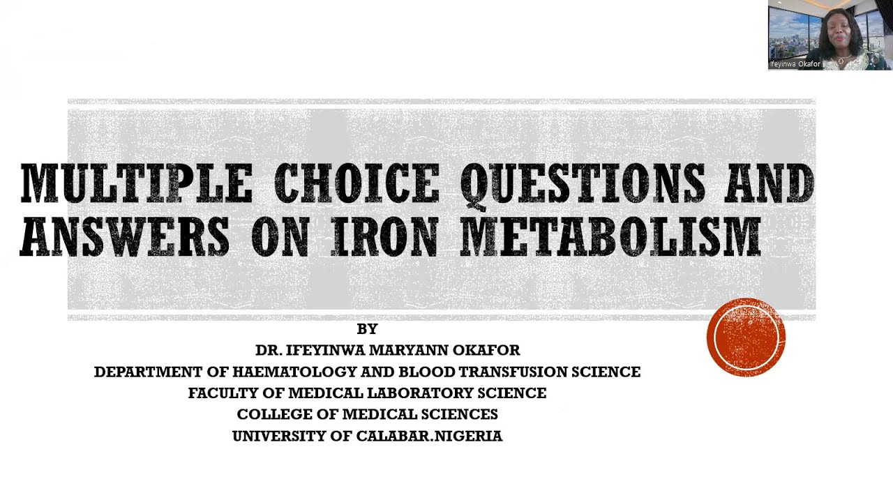 MULTIPLE CHOICE QUESTIONS AND ANSWERS ON IRON METABOLISM - YouTube