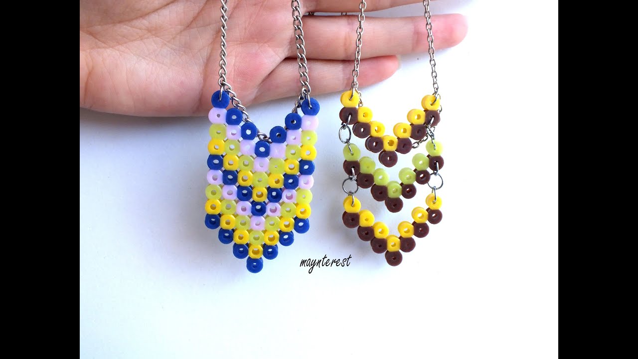 DIY COLLARES de hama beads - perler beads - YouTube