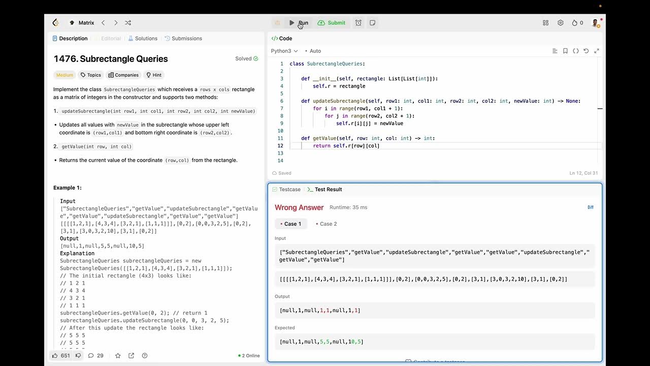 Sub Rectangle Queries - YouTube