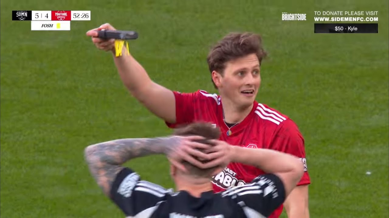 Max Fosh Shreds Yellow Card at the Sidemen Charity Match 2025 - YouTube