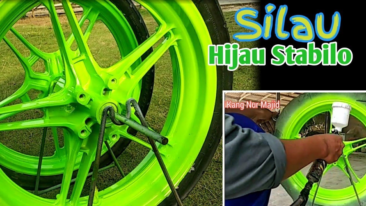 cara ngecat velg hijau stabilo - YouTube