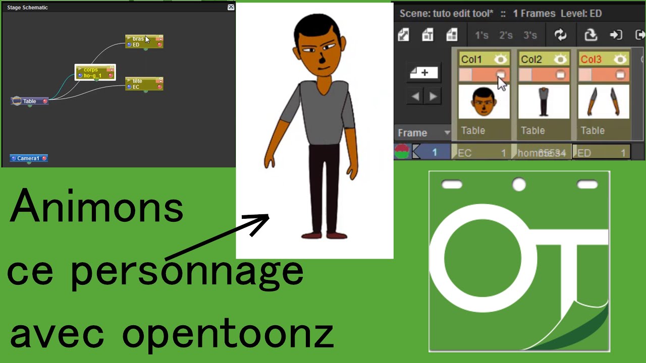 Opentoonz tuto : animation personnage avec edit tool - YouTube