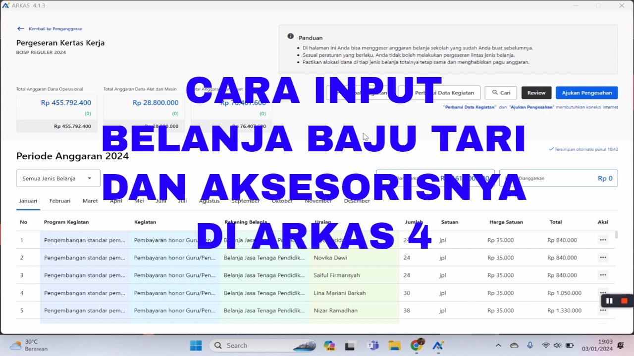 CARA INPUT RKAS 2024 - BELANJA BAJU TARI DAN AKSESORISNYA - YouTube