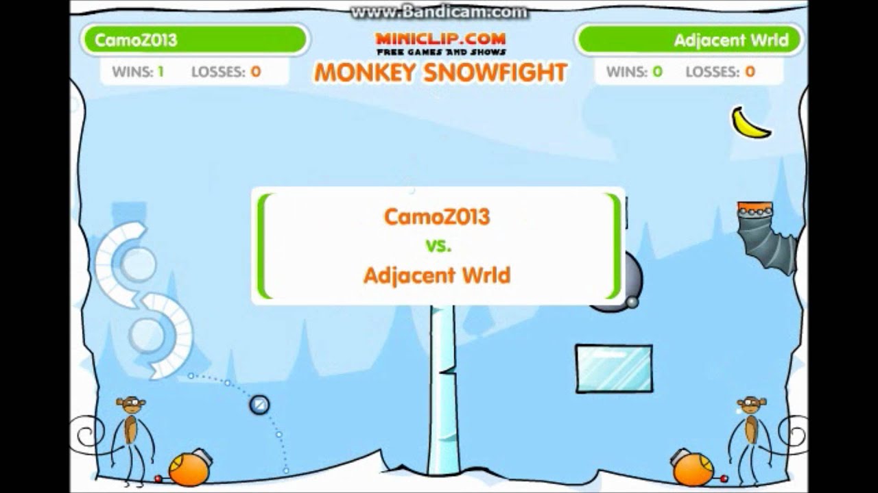 Monkey Snowfight w/ Adjacent world! - YouTube