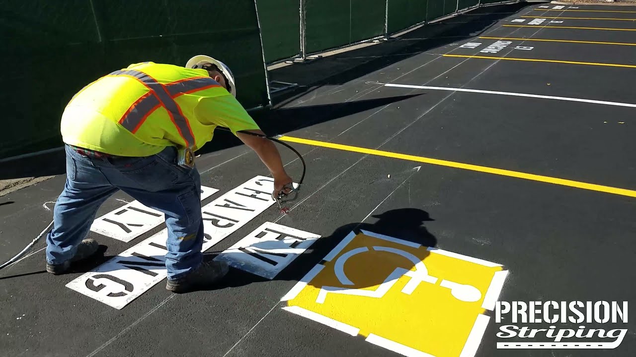 How to paint an Electric Vehicle Handicap Parking Stall. Precision ...