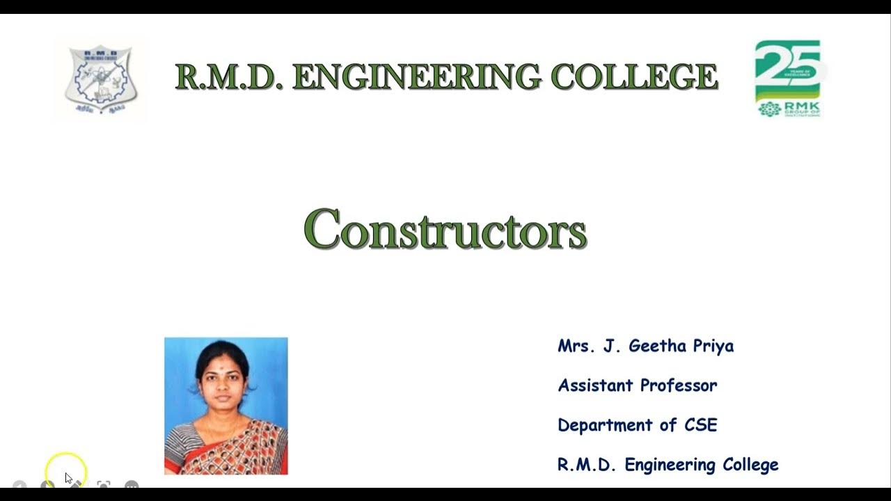 Properties of Constructors | Java Programming, Mrs. J. Geetha Priya, AP/CSE, RMDEC - YouTube