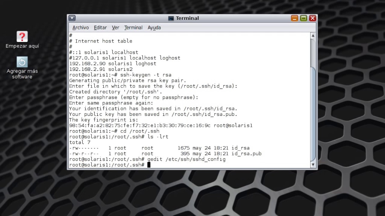 Configuración de Hosts y ssh Solaris 11.3 - YouTube