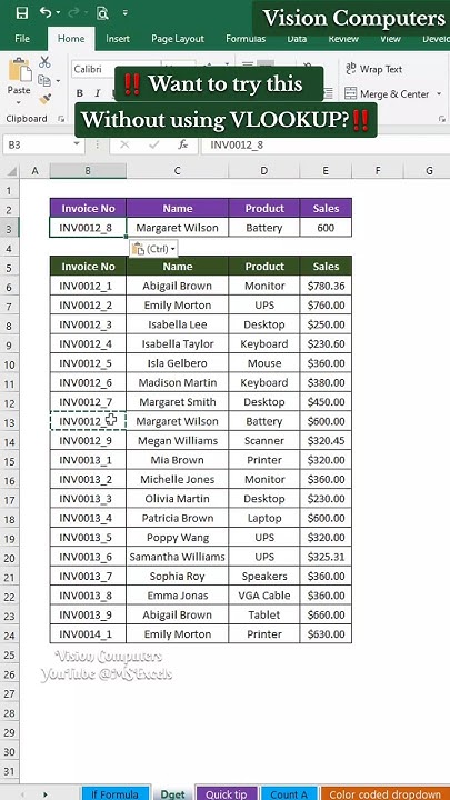 VLOOKUP Alternative: Say Goodbye to Errors! #Excel #exceltips # ...