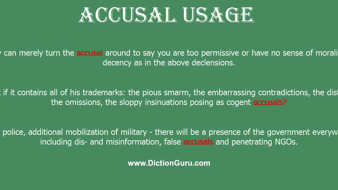 accusal: How to pronounce accusal with Phonetic and Examples - YouTube