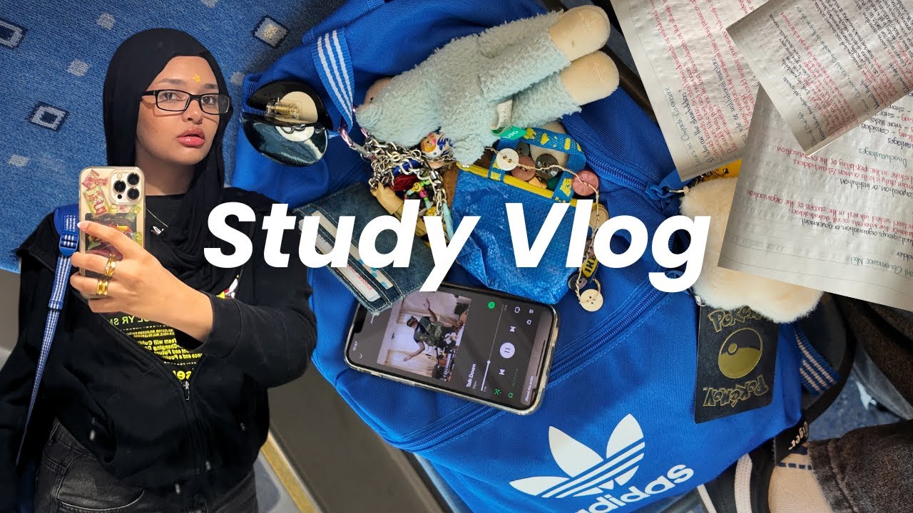 study vlog 🍎: study with me as a (PRO)crastinator, library study sesh, pulling all-nighters etc ...