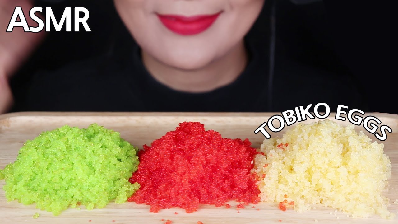 Flying Fish Roe Tobiko Eggs ASMR 삼색 날치알먹방 とびこ Mukbang - YouTube