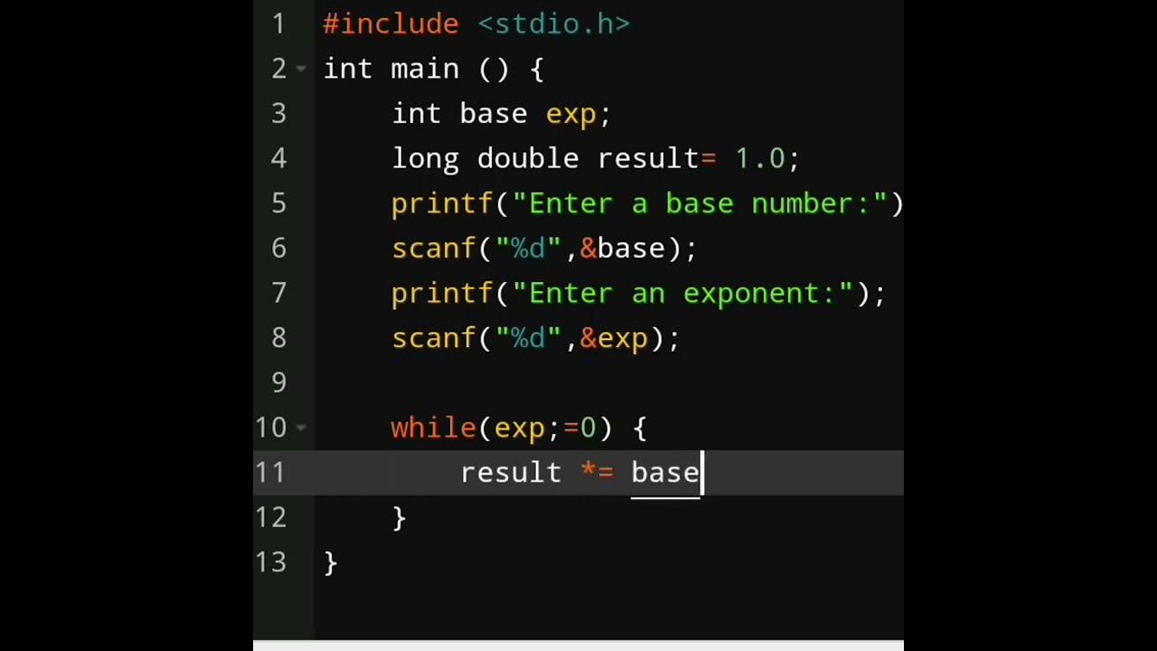 C Program to Calculate the Power of a Number ⚡ #education #cprogramming #shorts - YouTube