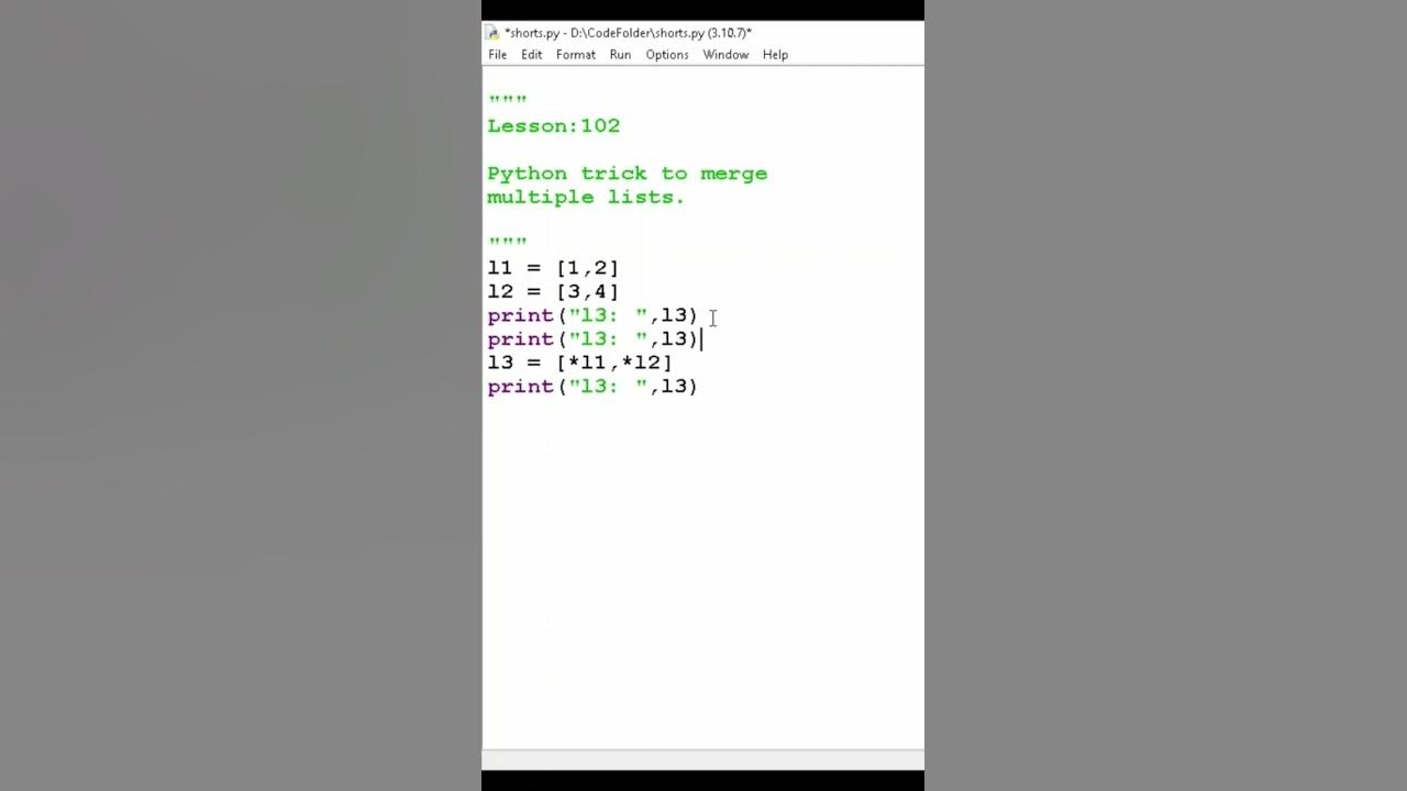 Python Trick To Merge Multiple Lists Shorts Python Coding Pythontricks Youtube