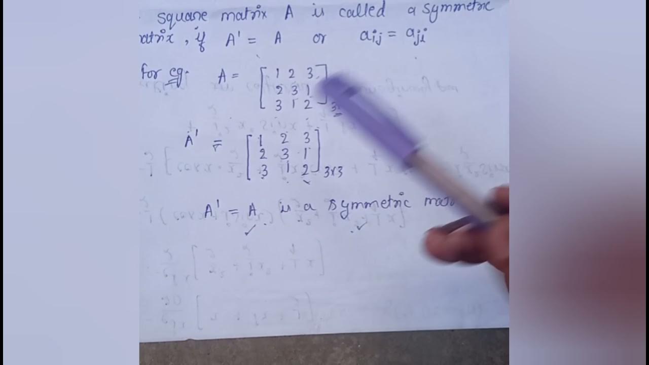 What is Symmetric Matrix |Example|Hindi | Ritu Gupta | - YouTube