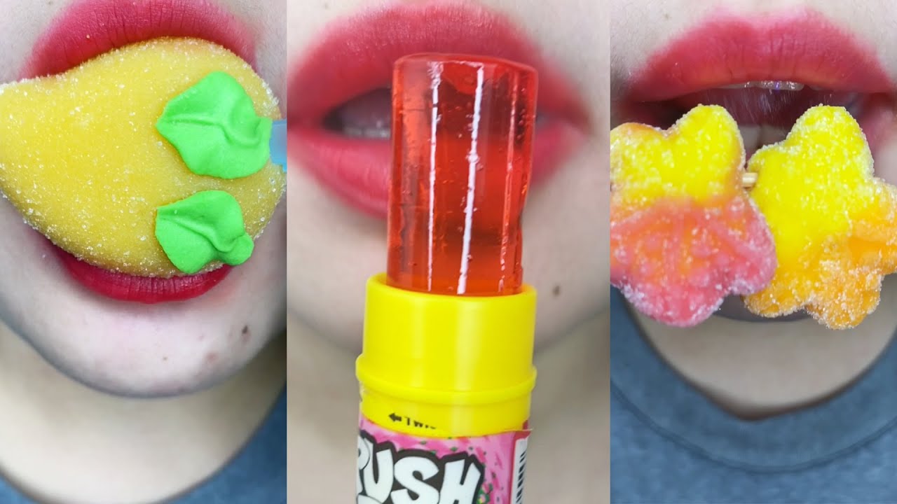asmr SWEET STARFISH GUMMY MONSTER EYE STRAWBERRY FANTA ORANGE CANDY ...