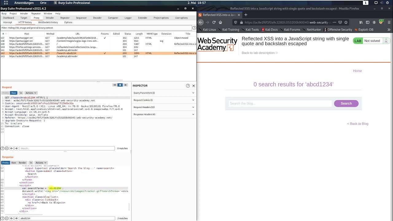 Reflected XSS into a JavaScript string with single quote and ... escaped (Video solution, Audio ...
