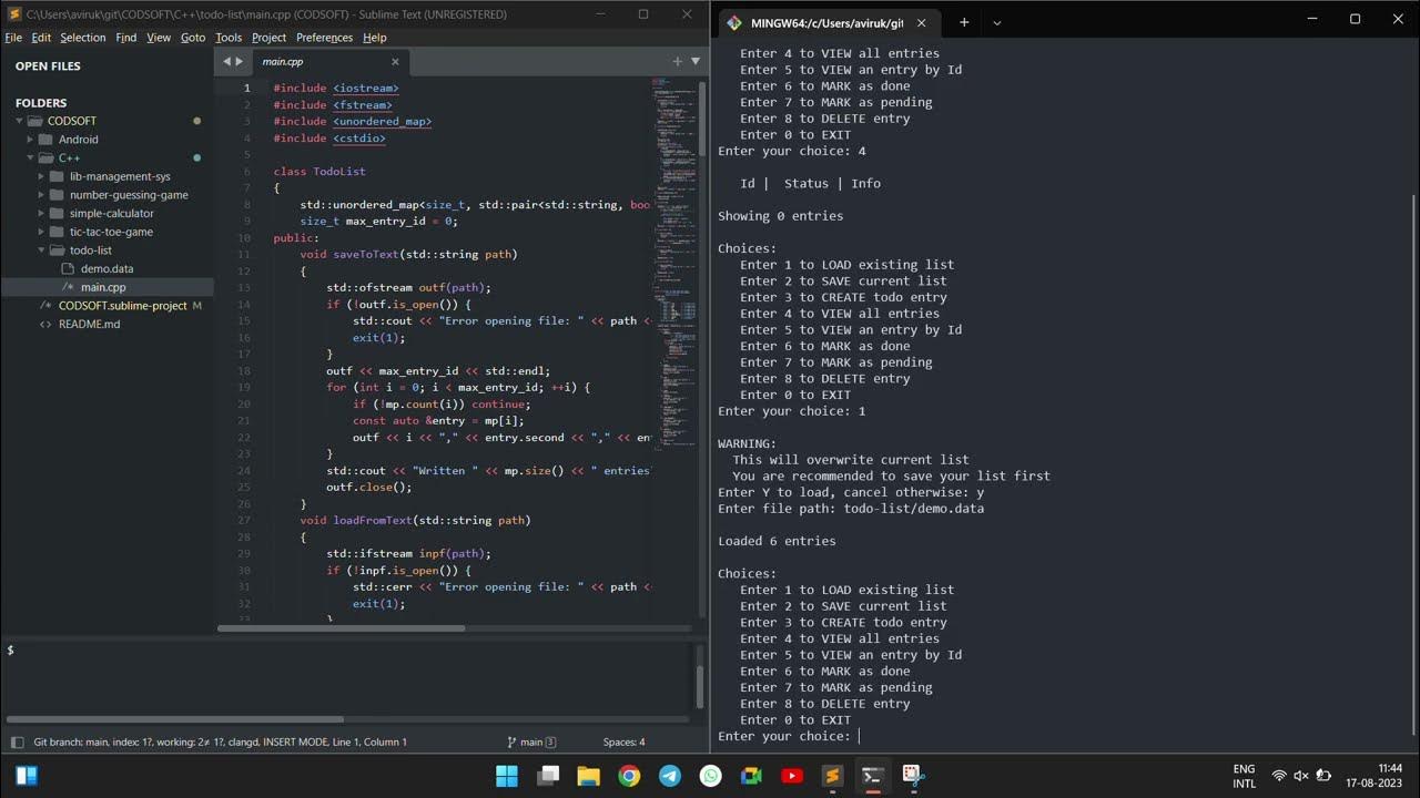 CodSoft | C++ | Task 4 Demo | Todo List - YouTube