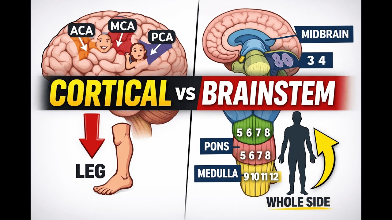 Cortical vs Brainstem Stroke Made Easy | USMLE High-Yield Rule of Fours ...