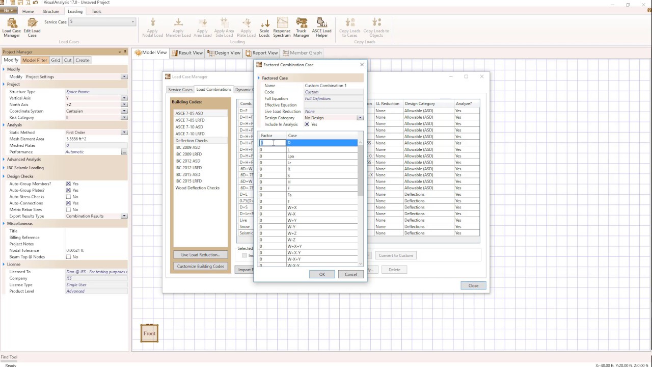 VisualAnalysis: Custom Load Combinations - YouTube