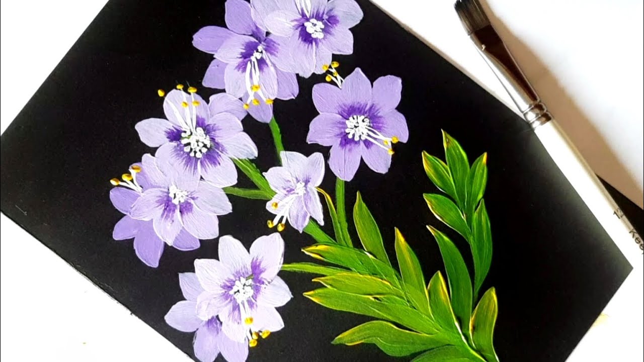 flower painting with acrylic colour/ flower paint - YouTube