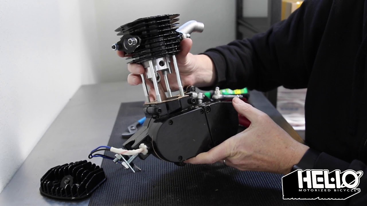 Helio 2 Stroke Motorized Bicycle Kit Motor Assembly - YouTube