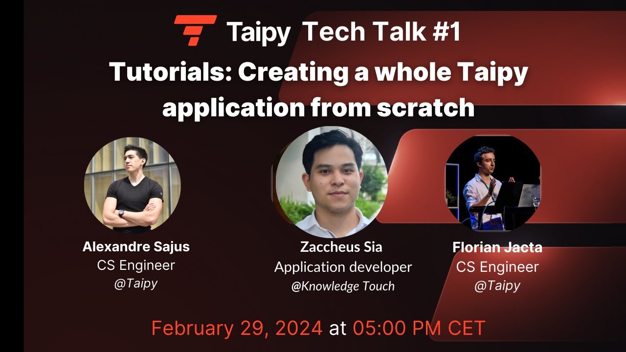 Taipy Tech Talk 1 Create A Whole Application From Scratch Youtube