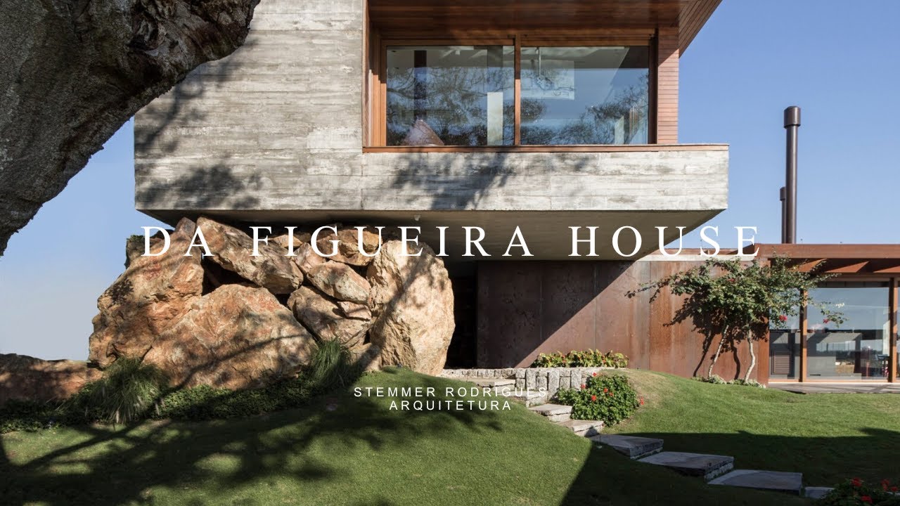 Modern Concrete House Design Nestled Across The Lake Supported By ...