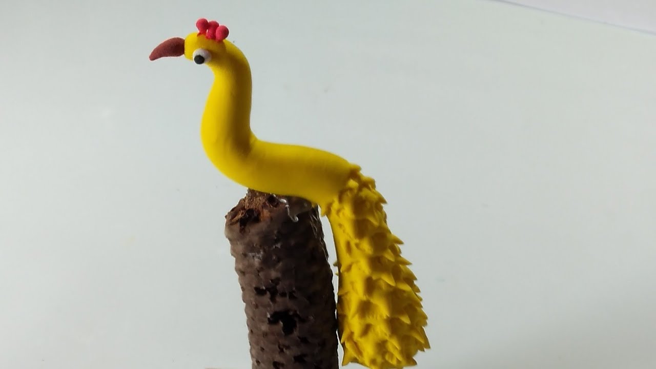 Yellow peacock /easy clay peacock feather /clay craft /sjkhandcrafts ...