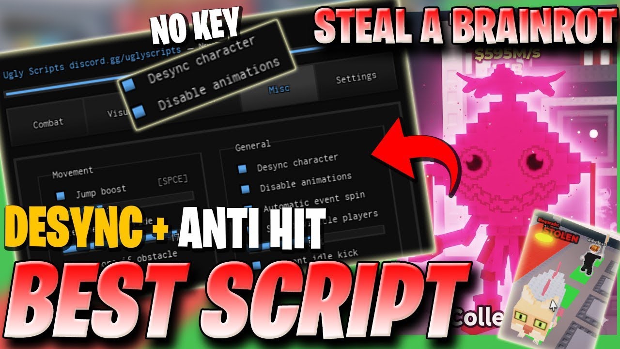 Steal A Brainrot Script *NO KEY* Ugly Hub Instant Grab, Auto Fish ...