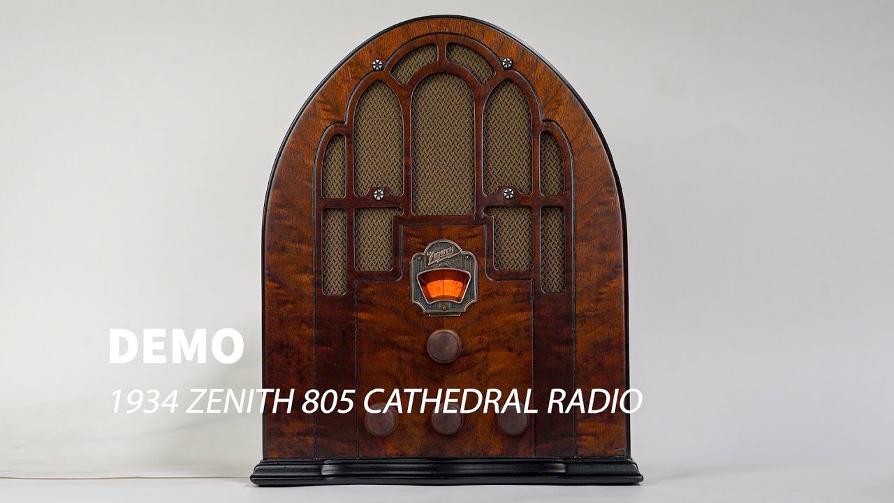 Demo of 1934 Zenith 805 Cathedral Radio + Bluetooth Retrofit - YouTube