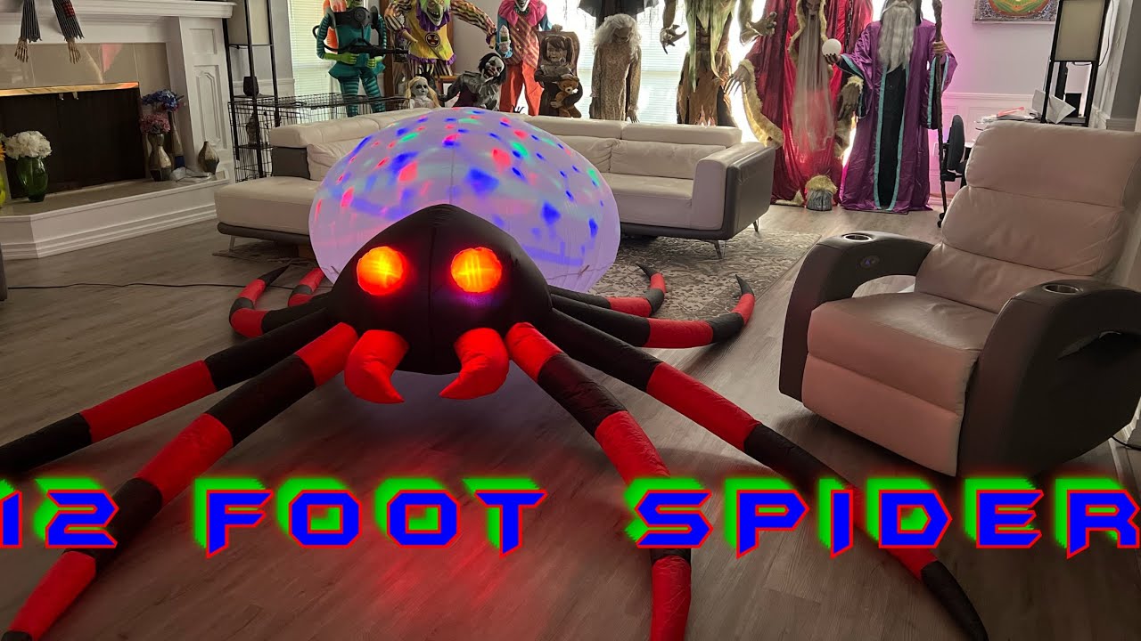 12 foot inflatable Spider Halloween decoration - YouTube