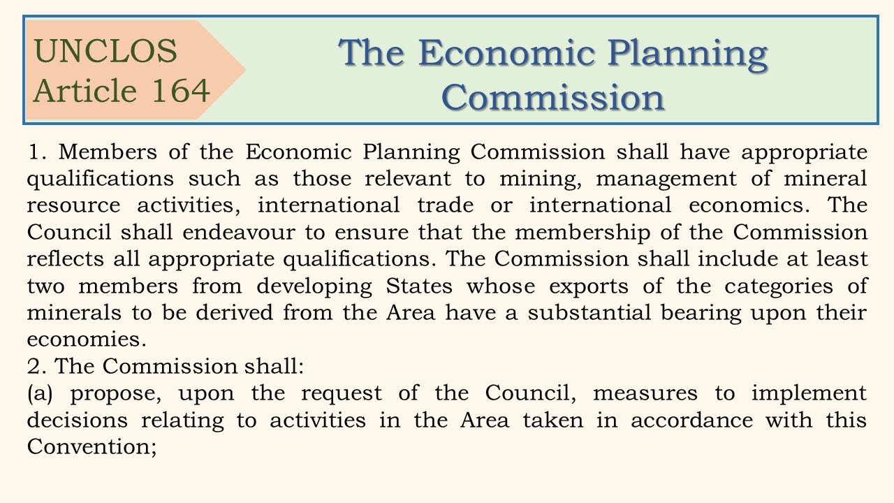 Law of the Sea Convention, Article 164, The Economic Planning ...