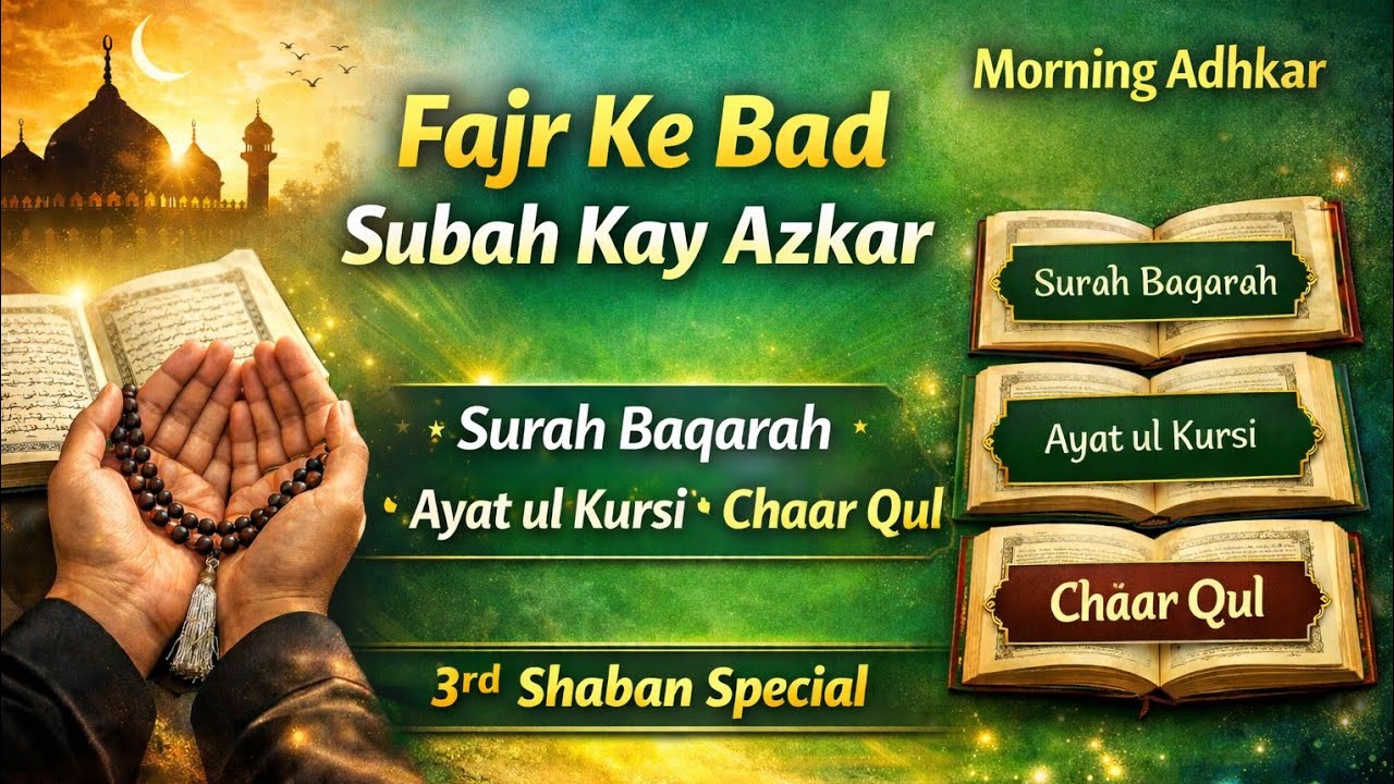 Fajar ke baad subah ke azkaar| 4 Qull| Surah fatiha| Ayatul kursi ...