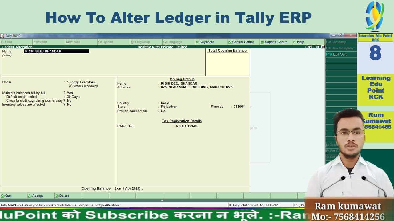 8 How To Alter Ledger In Tally ERP YouTube 8 How To Alter Ledger In Tally ERP YouTube