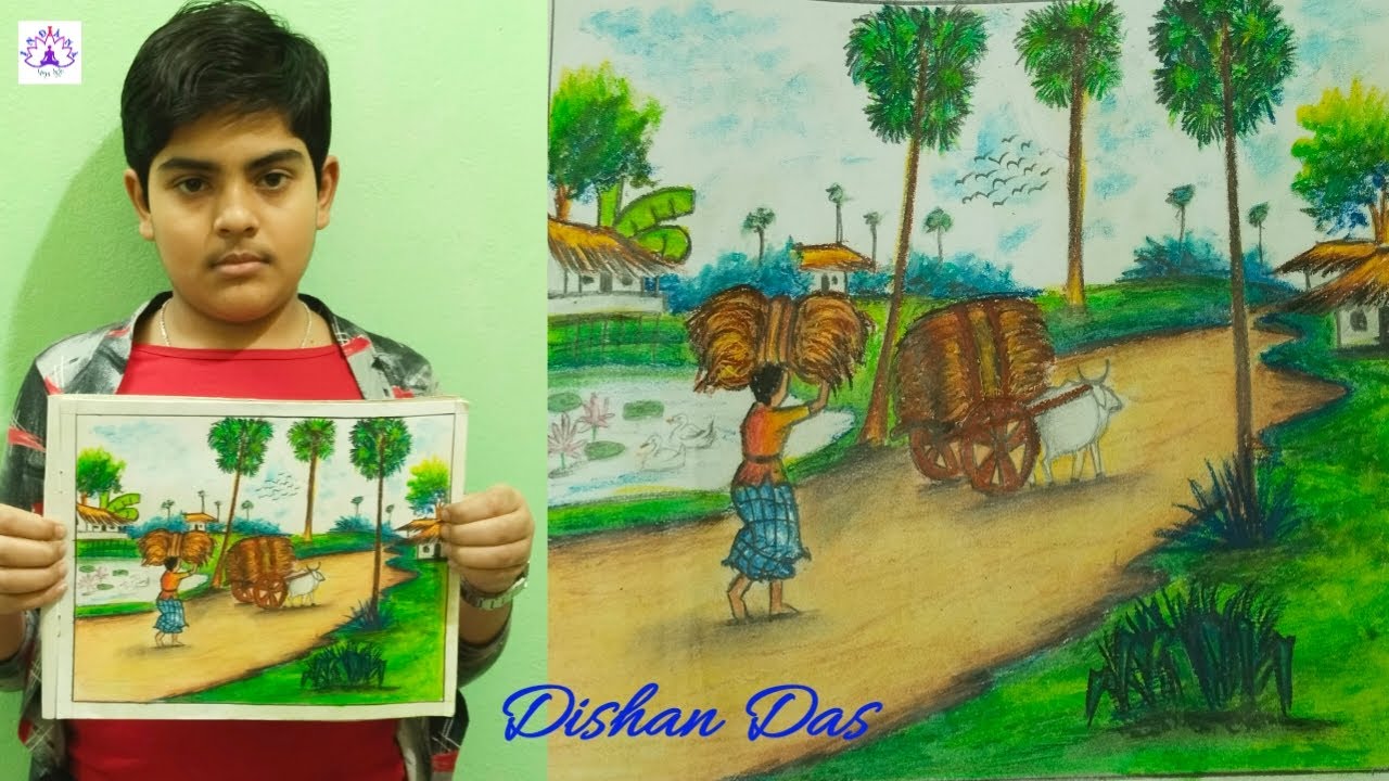 Village Landscape Drawing / Arts & Craft / - YouTube