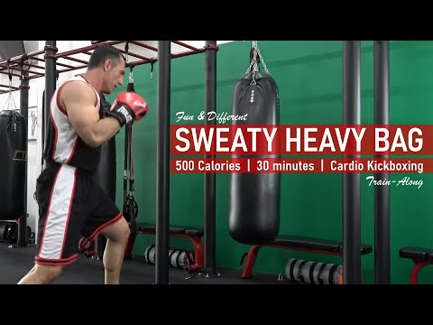 500 Calorie Sweaty Heavy Bag Kickboxing & Cardio Workout - YouTube