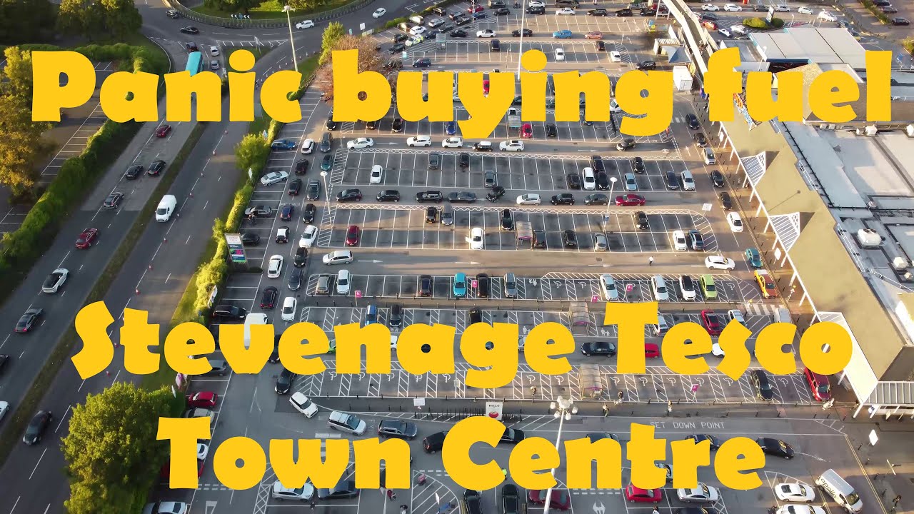 Panic buying fuel - Stevenage Tesco town centre 1st October 2021 Queue ...