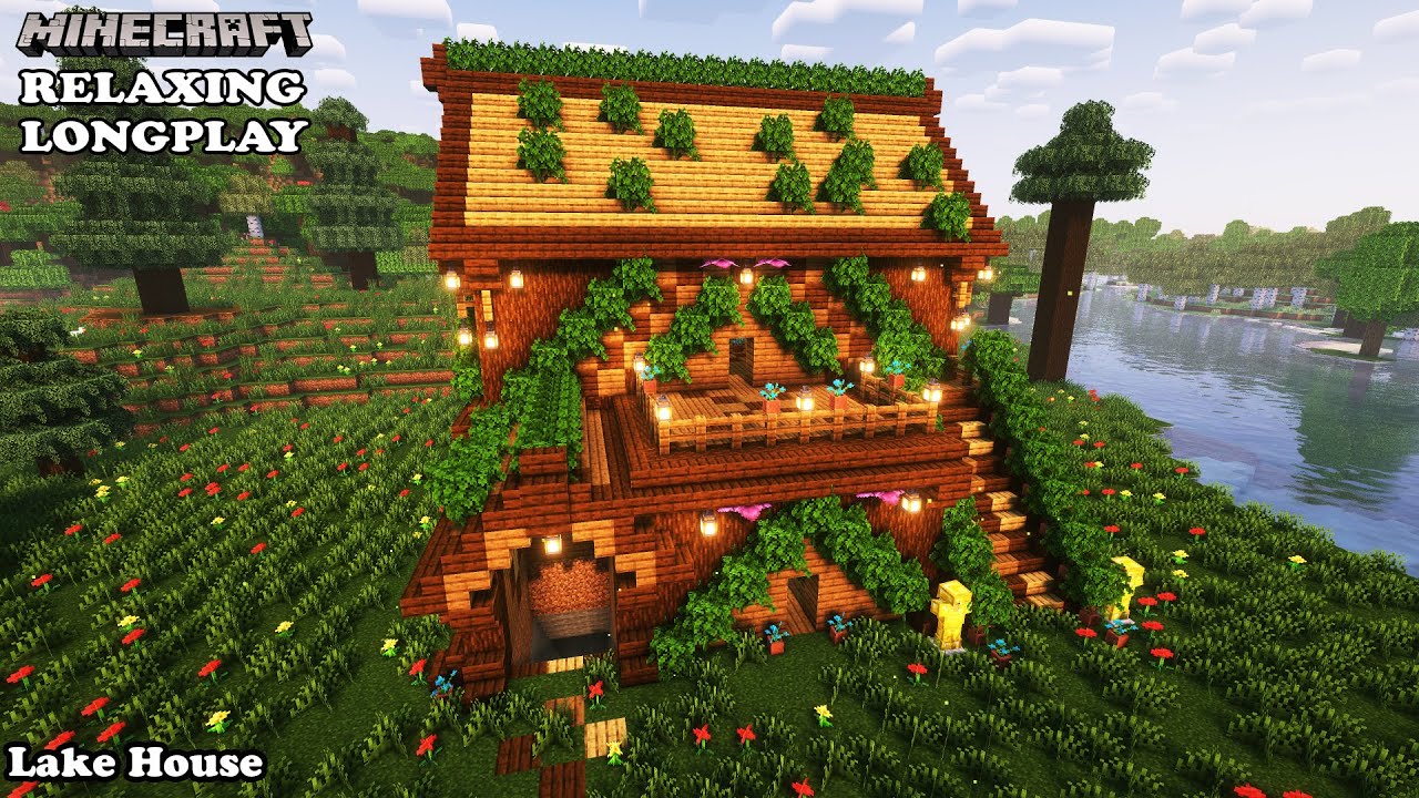 Minecraft Relaxing Longplay - Rainy Lake House - Cozy Build Lake House ...