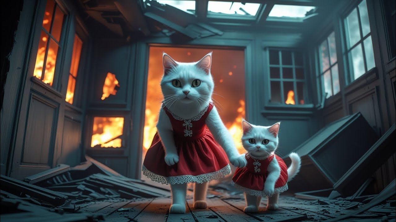 Hero Mom Cat Risks Life to Save Kitten from Fire! (Emotional Rescue ...