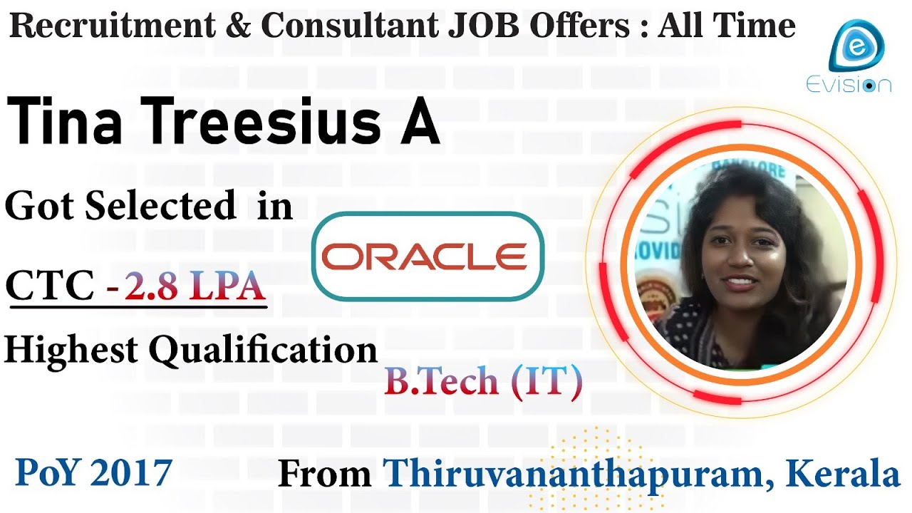 Congrats,Tina Treesius A | Selected in ORACLE Ltd | 2.8 LPA | IT ...