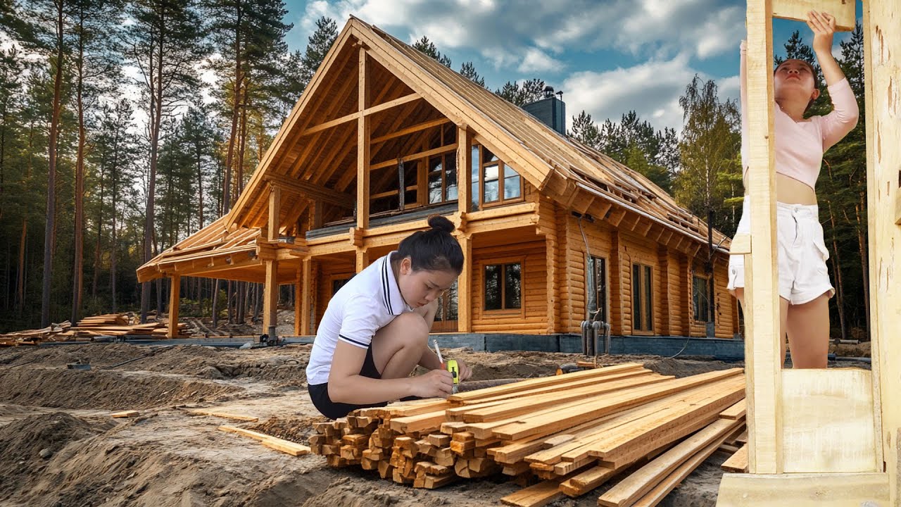 Full Build: 2-Room Log Cabin on Abandoned Jungle Land | Start to Finish ...