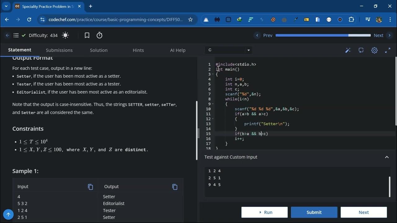 Codechef Speciality Problem C Programming Solution Implementation Youtube